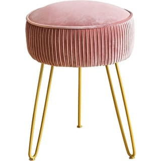 Pleated Vanity Stool,Upholstered Vanity Stool - Pink - Bed Bath ...