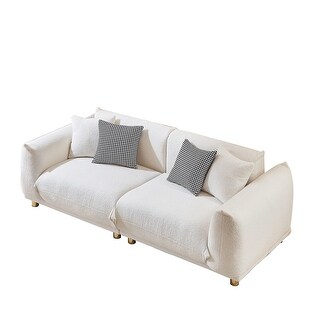 White Luxurious Teddy Velvet Sofa Ensemble - Bed Bath & Beyond - 39089229