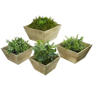 Contemporary Square Wood Pot , White, Set of 4 - Bed Bath & Beyond ...