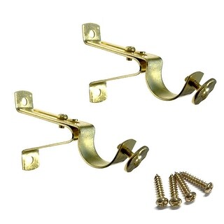 The Classic Touch Adjustable 3/4 Cafe Rod Brackets, Gold - Bed Bath ...