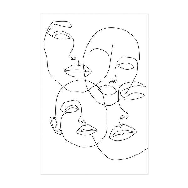 Messy Faces Line Drawings Dorm Art Fashion Feminine Art Print/Poster ...