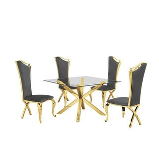 Best Quality Furniture High-back Stainless Steel Gold Dining Set - Bed ...