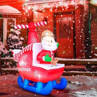 6FT Christmas Decorations Inflatable Santa on Helicopter Blow Up ...