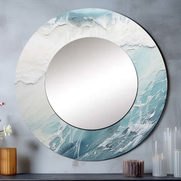Designart "Soft Color Minimal Beach Wave I" Coastal Beach Wall Mounted ...
