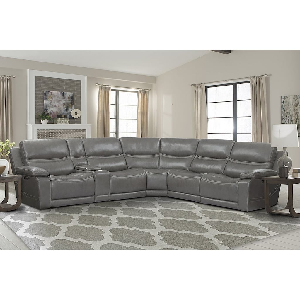 Q-Max 6-Piece Power Reclining Sectional with USB Ports and Cup Holders ...
