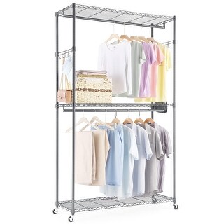 Garment Rolling Rack, 3-Tiers Heavy Duty Wire Shelving, with Lockable ...