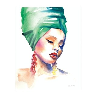 Woman in Green Illustration Fashion Figurative Art Print/Poster - Bed ...