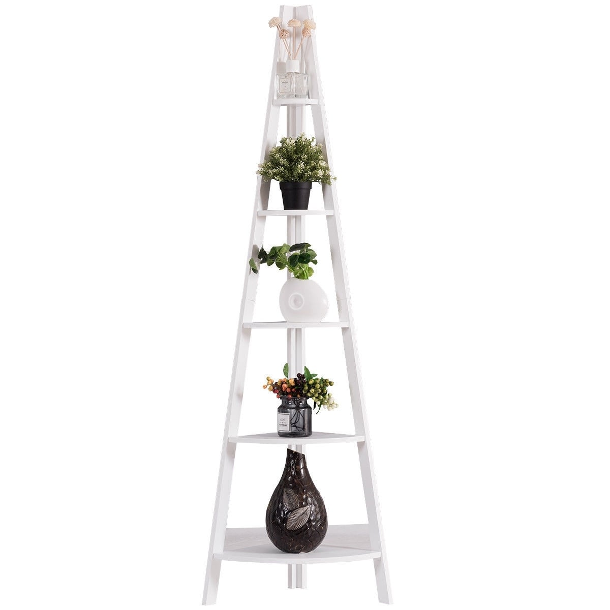 5 Tier Floor Corner Stand Ladder Shelves Bookshelf White 15.5 D x 15.5 W x 69 H Bed Bath Beyond 30088876