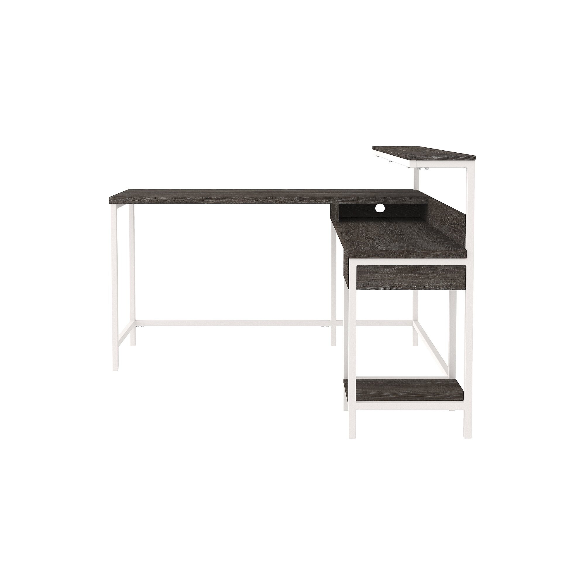 Dorrinson Casual L Desk with Storage Antique White Brown On Sale Bed Bath Beyond 31285688