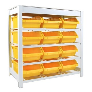 4 Tires 12 Bins Steel Botless Bin Storage System in Yellow (33 in. W x ...