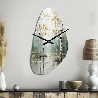 Birch Woods Ethereal Elegance IV - Tree Birch Large Wall Clocks ...