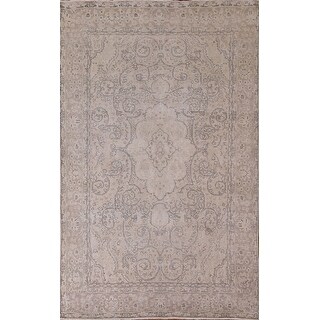 Muted Traditional Floral Tabriz Persian Area Rug Handmade Wool Carpet ...