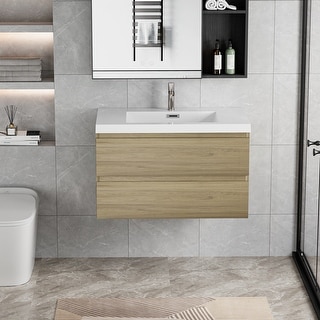 Floating Bathroom Vanity with Sink, Wall-mounted and Space-saving ...