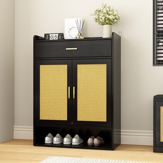 Black Shoe Storage Natural Rattan - Versatile & Stylish Entryway Piece ...