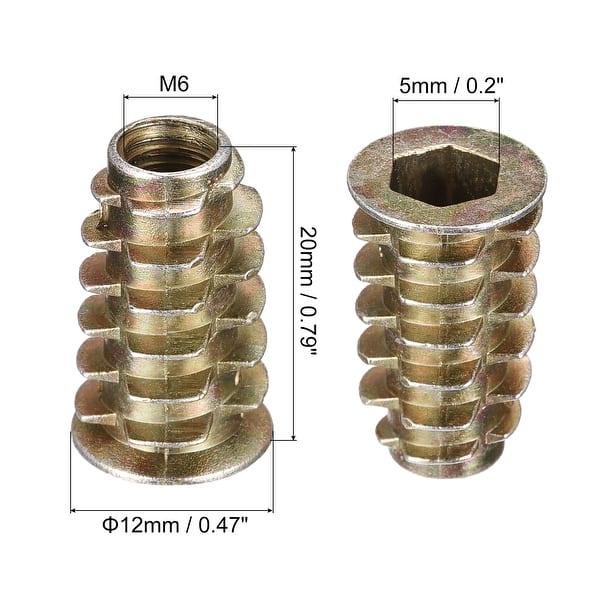 M6x20mm Furniture Screw-in Nut Zinc Alloy Threaded Insert Nuts for Wood ...