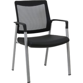 GM Seating Ever Guest Chair - Mesh Back Stacking Chairs with Leather ...