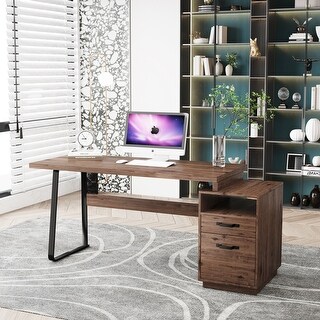 Home Office Computer Desk, 65 inch Writing Study Table with Drawers ...