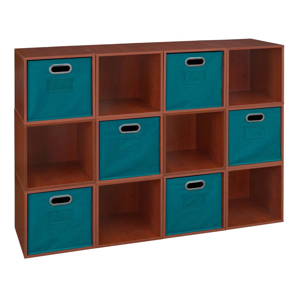 Noble Connect Storage Set - 12 Cubes and 6 Canvas Bins- Cherry/Teal ...