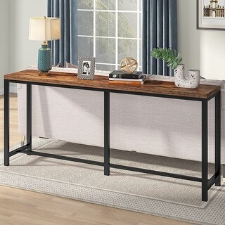 Farmhouse Narrow Console Table Rustic Brown - 54 x 84 - Bed Bath ...