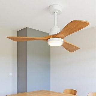 42"Solid Wood Ceiling Fan Light with Remote, 20W 3-Color LED, DC Motor ...