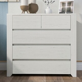 Off White Wood Chest with 5 Drawers - Bed Bath & Beyond - 37563454