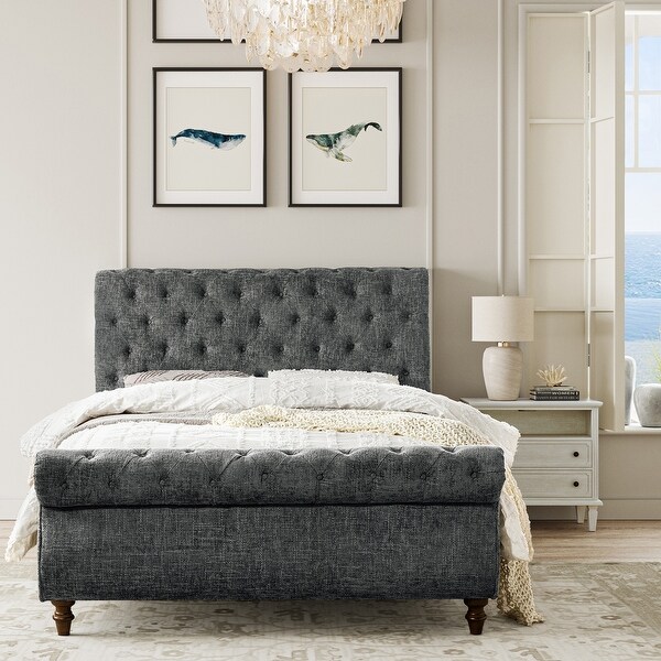 Fidelia Traditional Lighted Sleigh Platform Bed with UL Certificate by HULALA HOME On Sale Bed Bath Beyond 38148742