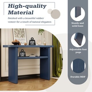 2 Tier Entryway Table Navy Rounded Corners Console Table with Shelf ...