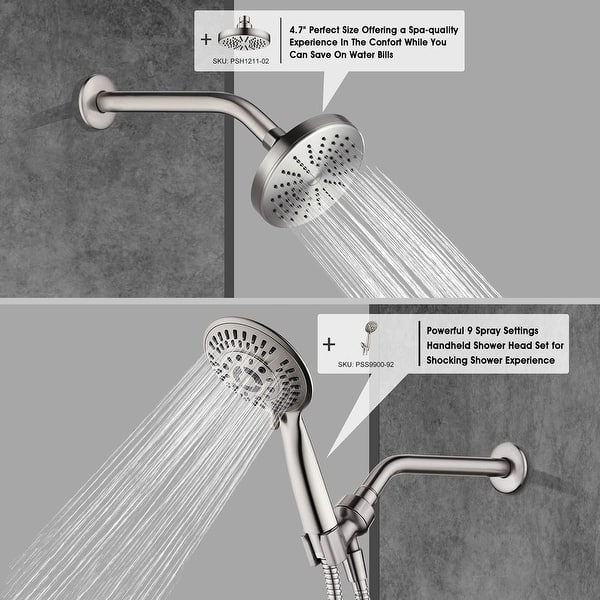 BRIGHT SHOWERS 6 & 10 Inch Shower Arm with Flange Shower Pipe Arm for ...