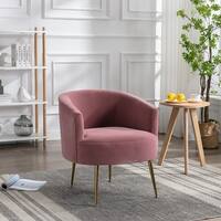 Velvet Chair Accent Barrel Chair, Armchair, Dark Pink - Bed Bath ...