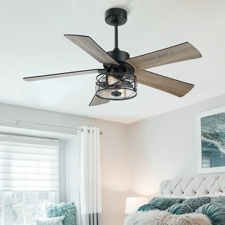48 Inch Farmhouse Ceiling Fans with Light and Remote Control - 48"D x ...