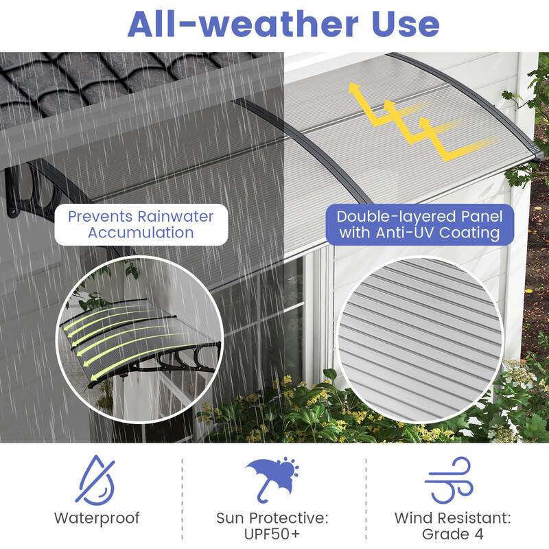Costway 80'' x 40'' Patio Awning Canopy Outdoor Window Door Overhang ...