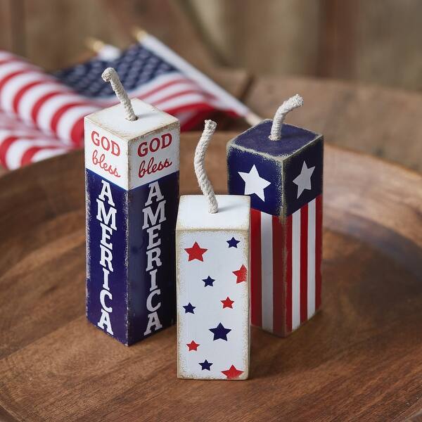 Set of Three Decorative Firecracker Blocks - 2"W x 2"D x 7"H - Bed Bath ...