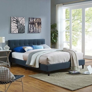 Full Size Fabric Upholstered Platform Bed Azure - Bed Bath & Beyond ...