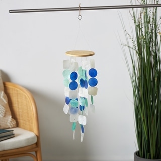 White Capiz Shell Waterfall Geometric Indoor Outdoor Windchime with ...