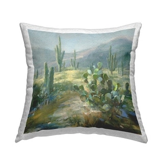 Stupell Desert Cactus Mountain Landscape Printed Outdoor Throw Pillow ...