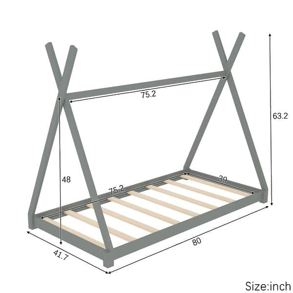 Twin Size House Platform Bed with Triangle Structure - Bed Bath ...