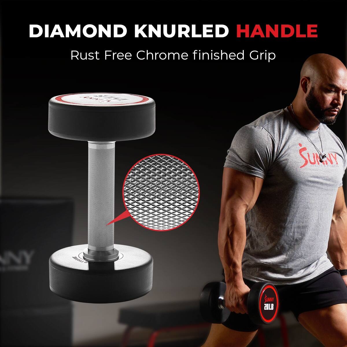 Sunny Health & Fitness Signature Style Polyurethane Round Dumbbells 35 ...