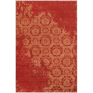 Chic Ziegler Abstract Ozella Rust Tan Hand-Knotted Wool Rug - 9'1" x 11 ...