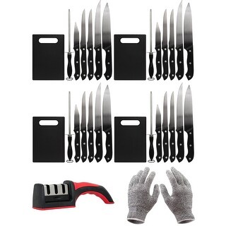 Deco Essentials 6-Piece Knife Set with Board (4-Pack) and Bundle Kits ...