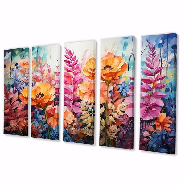 Designart "Multicolored Ferns Collage V" Floral Multipanel Wall Art ...