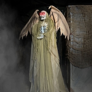Haunted Hill Farm Lifesize Animatronic Reaper with Wings with Lights ...