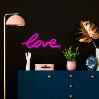 18" Pink LED Lighted 'Love' Neon Style Valentine's Day Wall Sign - Bed ...