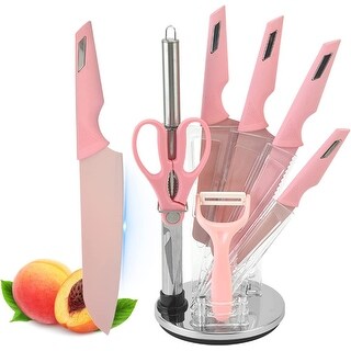 Kitchen Knife Set, 8-Pieces Pink Ultra Sharp Cooking Knife Set with ...