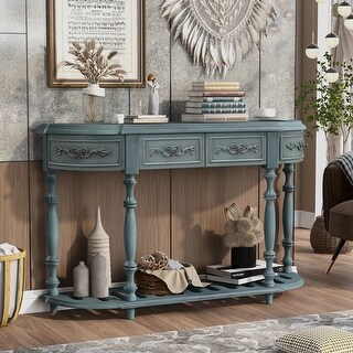 52'' Entryway Console Tables with Drawers and Shelf & Carved Patterns ...