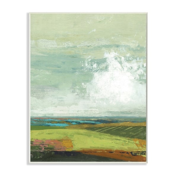 Stupell Abstract Countryside Distressed Clouds Green Sky Wood Wall Art ...