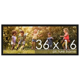 36x16 Traditional Black Complete Wood Panoramic Frame with UV Acrylic ...