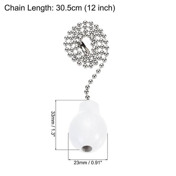 Wooden Pendant 12 inch Silver Tone Pull Chain for Lighting Fans White ...