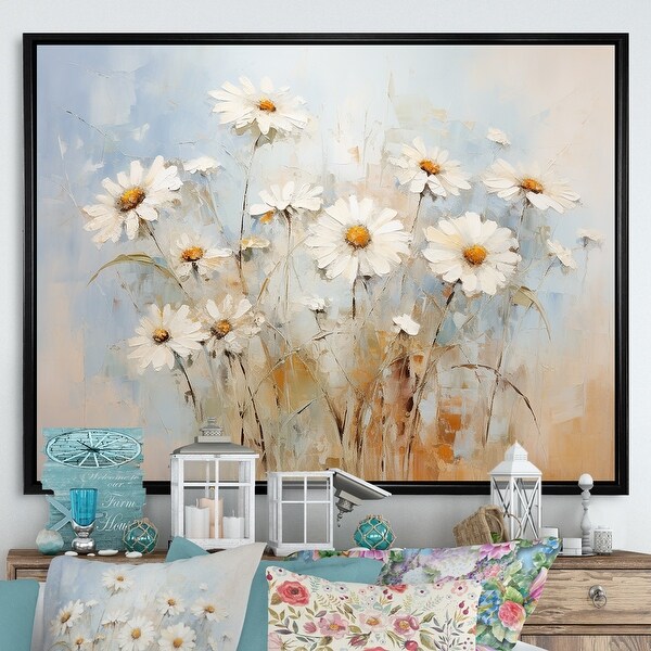 Designart "White And Gold Daisy Blooming Elegance" Daisies Wall Art ...