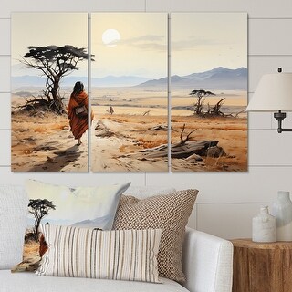 Designart "African Nomadic Wanderer II" African Canvas Wall Art Set ...