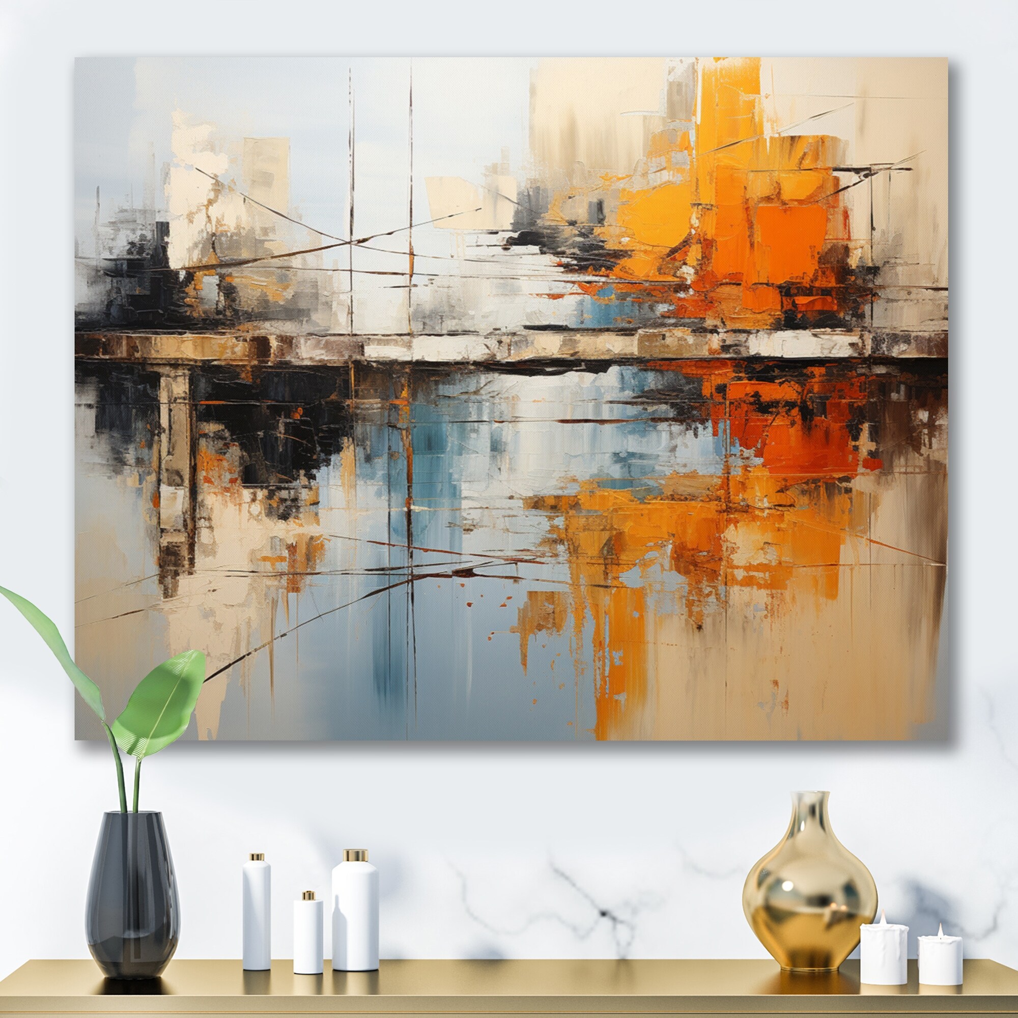 Designart "Collage Frozen Snow III" Abstract Collages Wall Decor - Bed ...